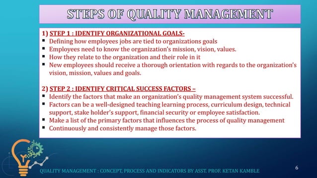 Quality management concept process and indicators | PPTX