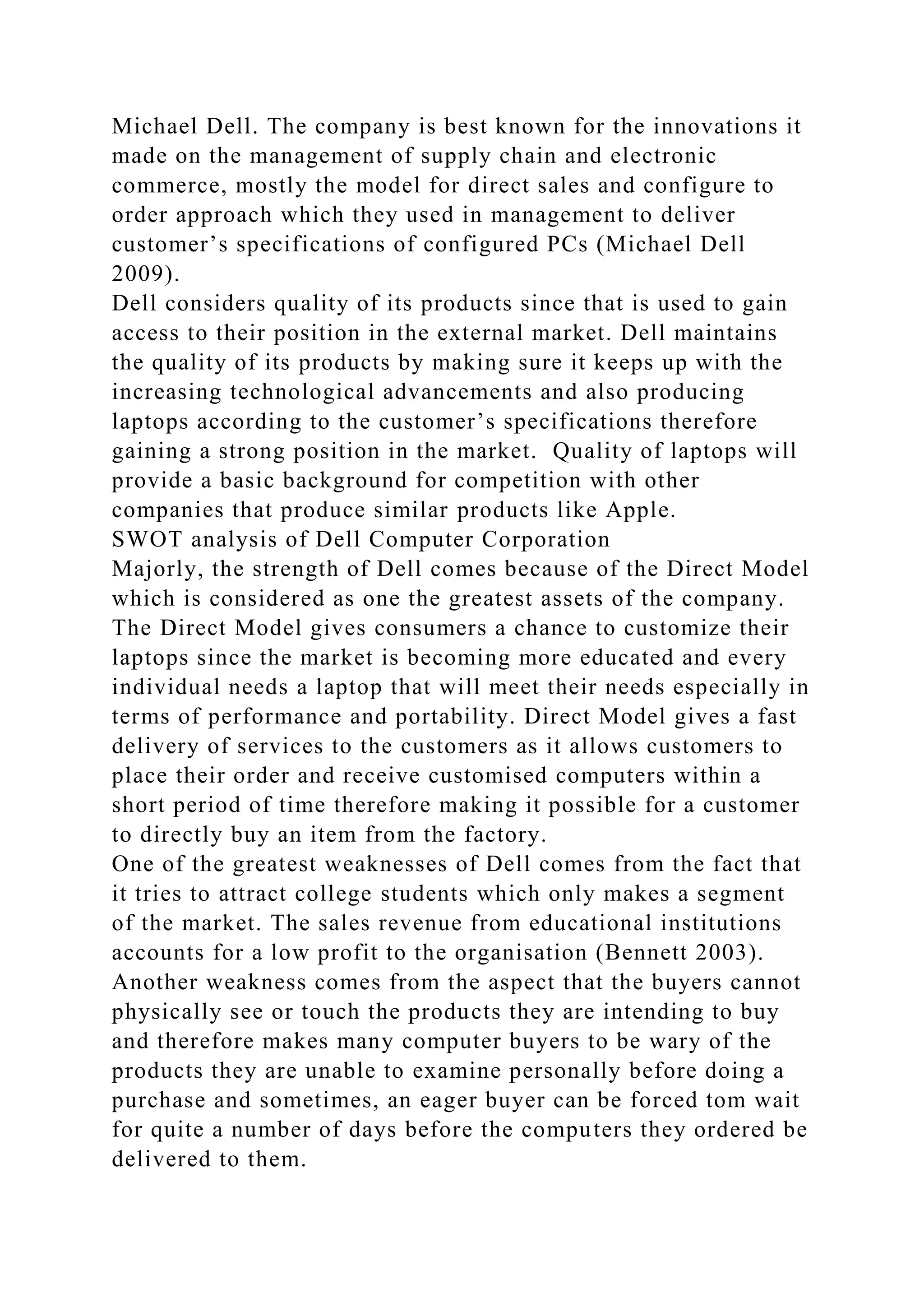 Quality Management – Dell Corporation .docx