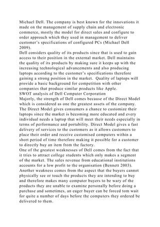 Quality Management – Dell Corporation .docx