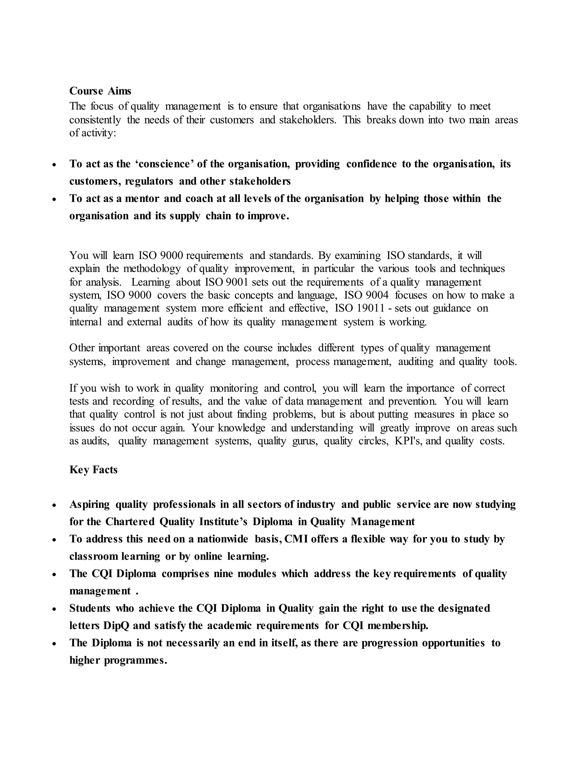 Quality management diploma | DOCX