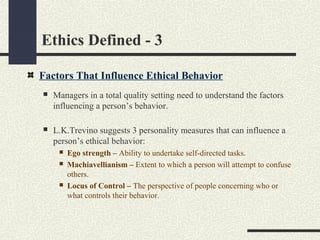 Quality management ethics | PPT