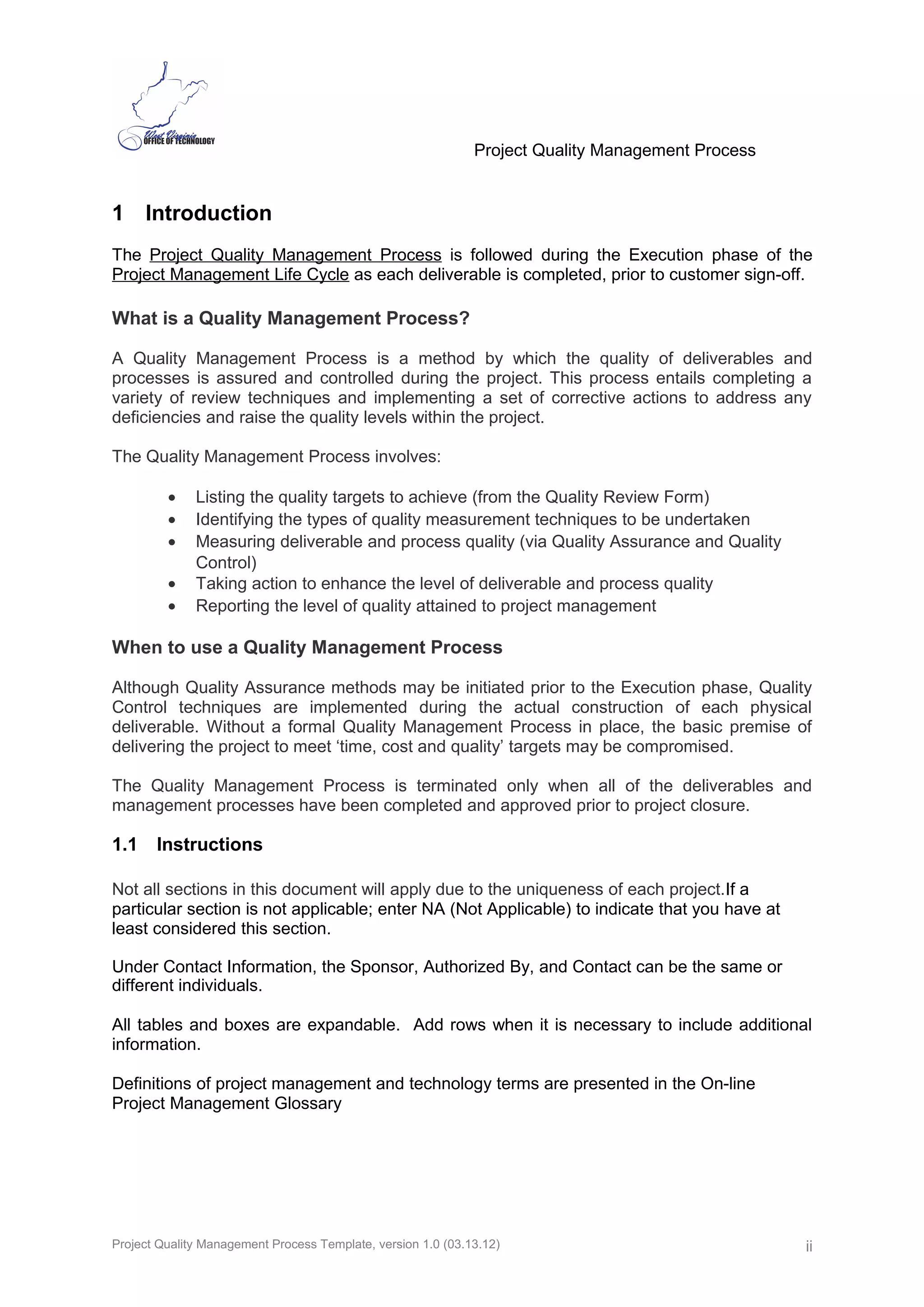 Quality management form | PDF