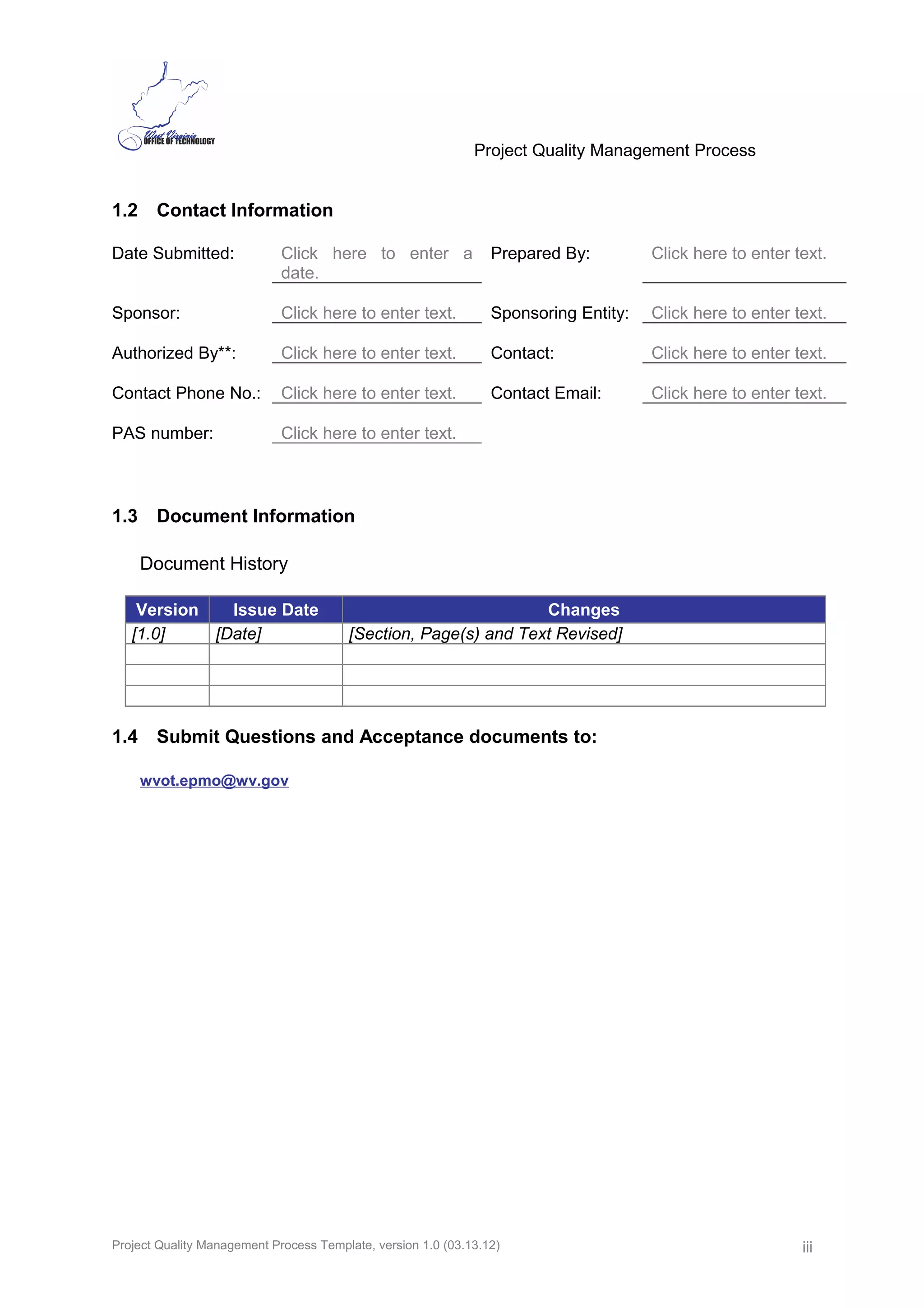 Quality management form | DOC