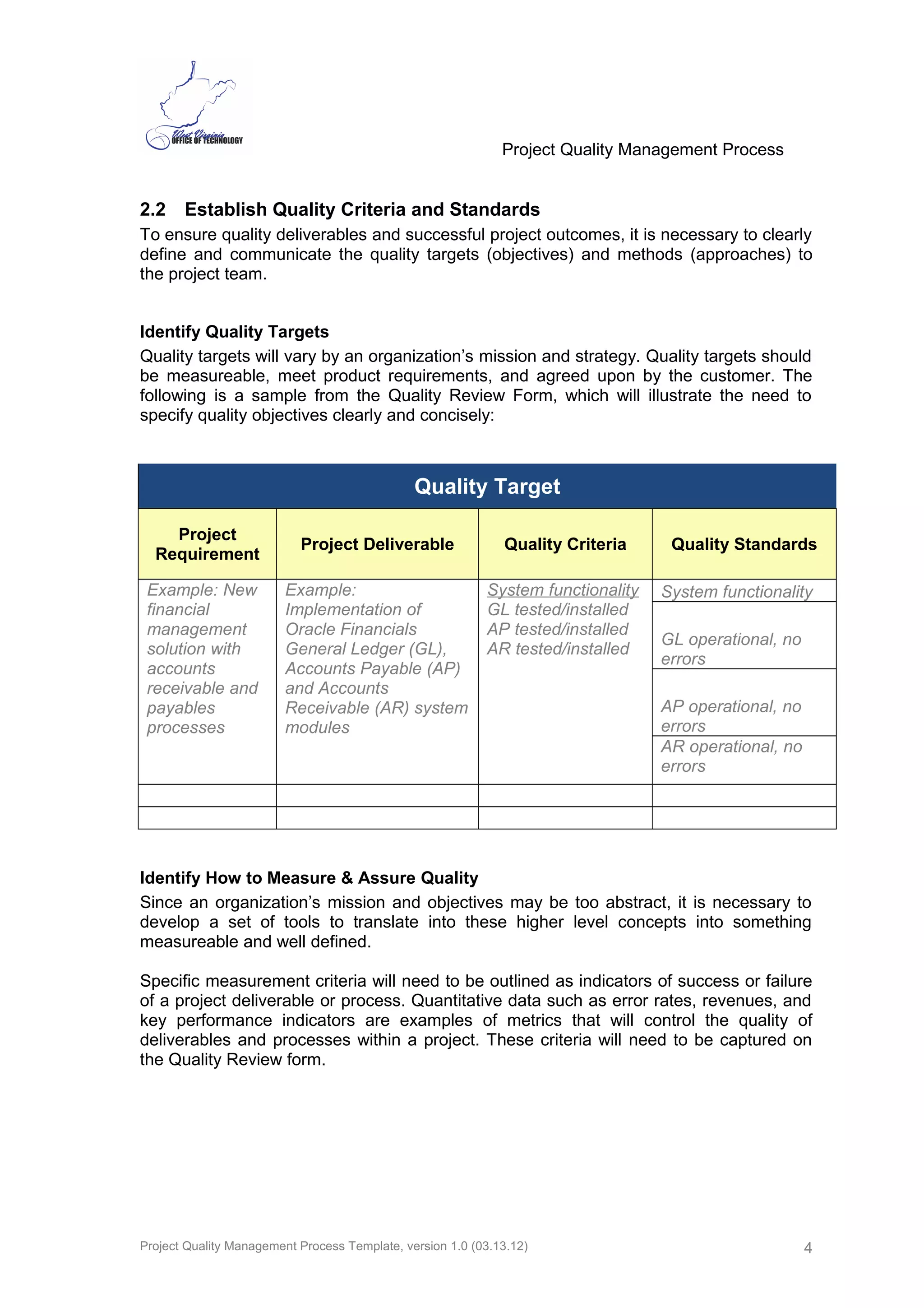 Quality management form | DOC