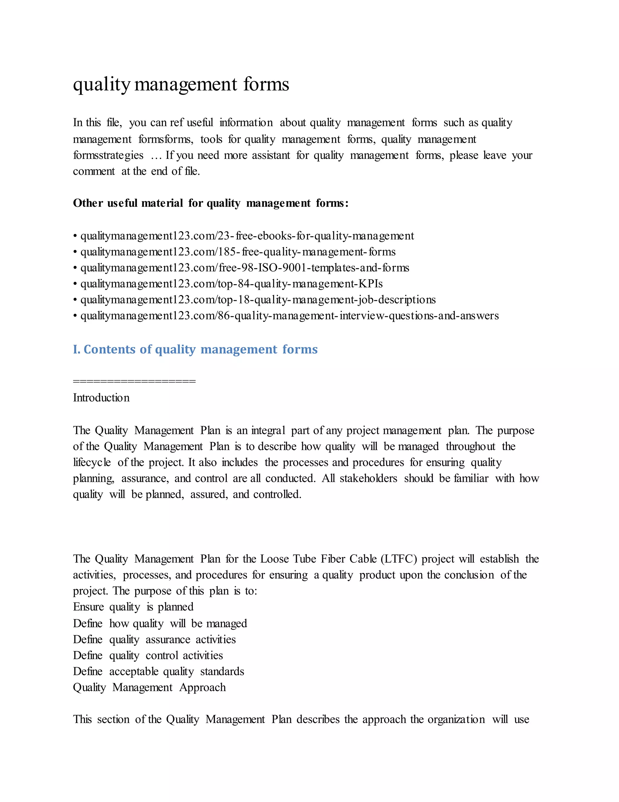 Quality management forms | DOCX | Business Operations | Business