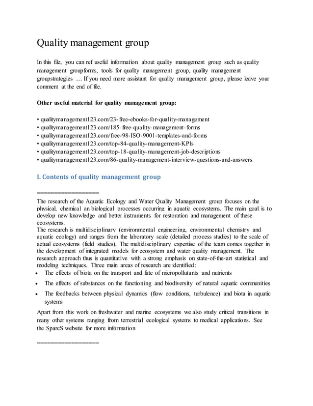 Quality management group | DOCX