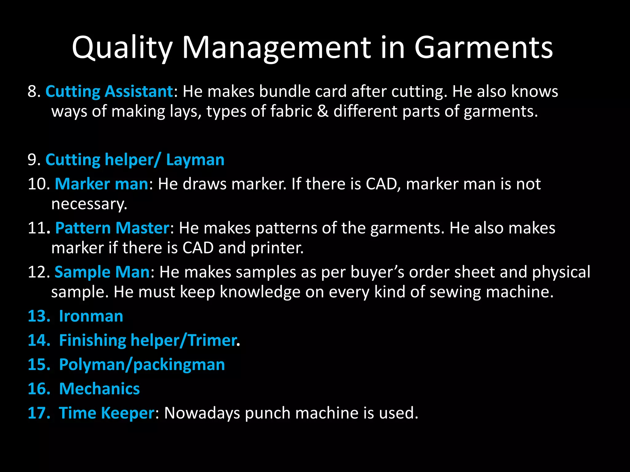 Quality management in garments | PPTX