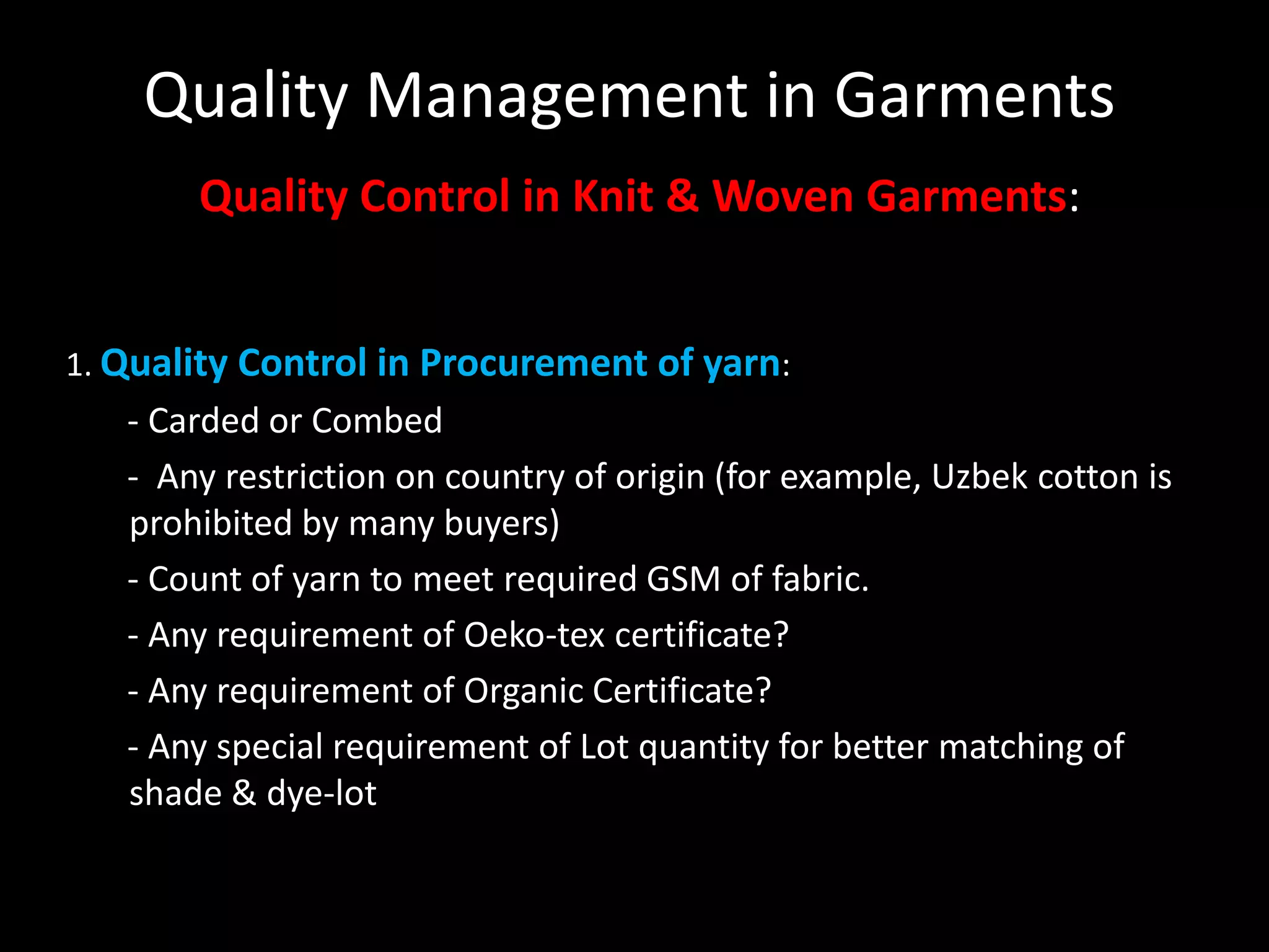 Quality management in garments | PPTX