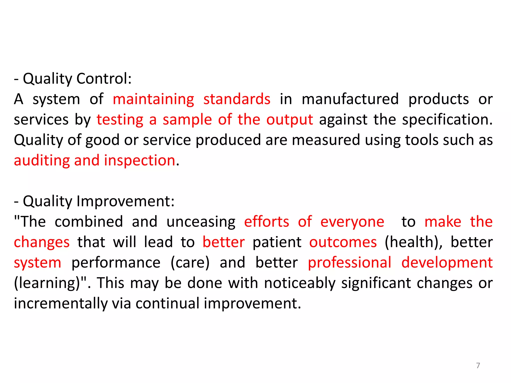 Quality Management in Healthcare Services | PPTX