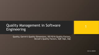 Quality management in software engineering | PPTX