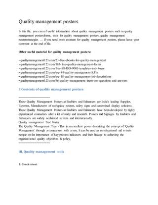 Quality management posters | DOCX