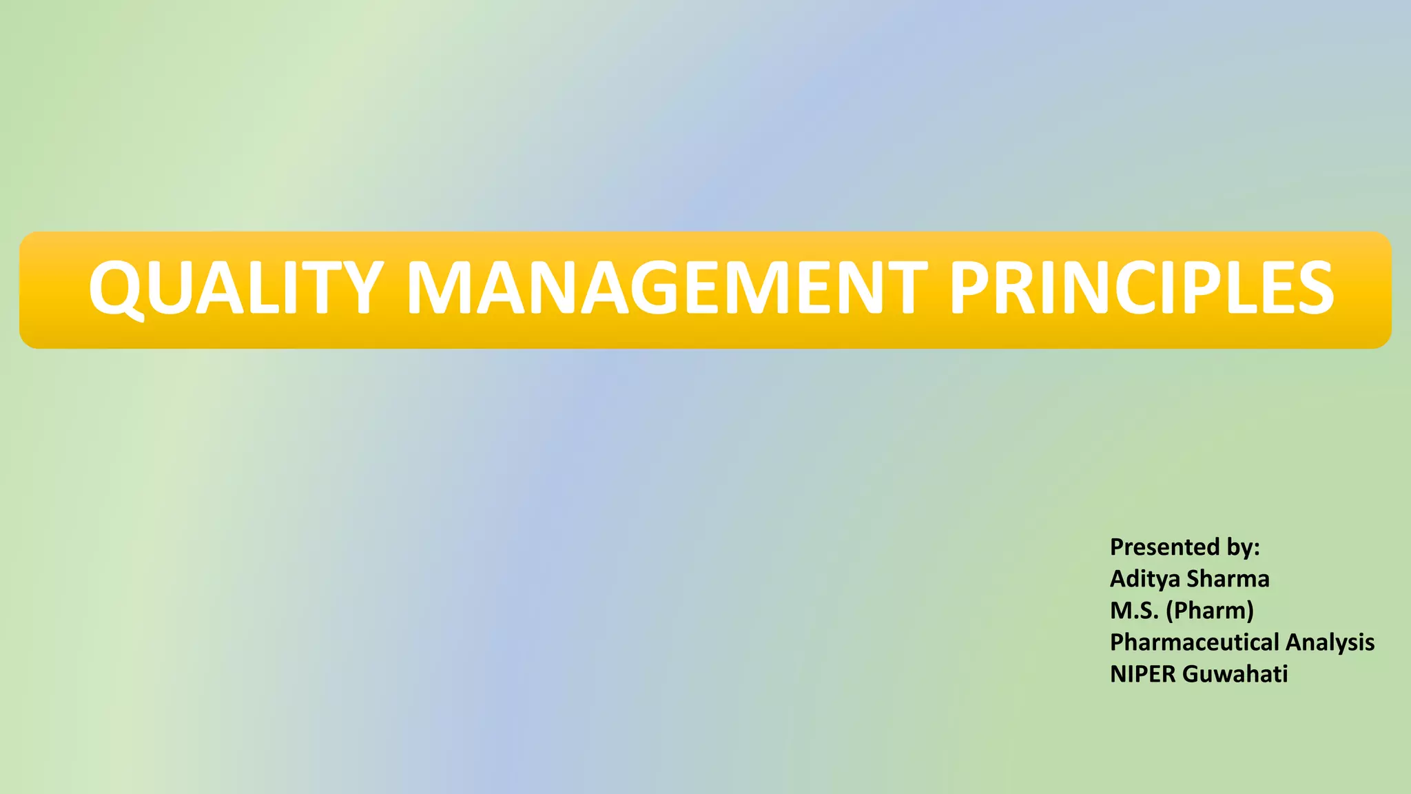 Quality Management Principles | PPTX