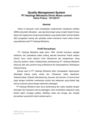 Quality Management PT Hastings Mitratama | DOC