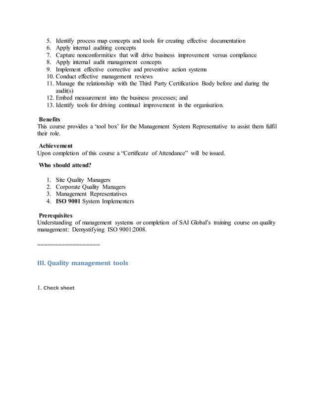 Quality management representative responsibilities | DOCX