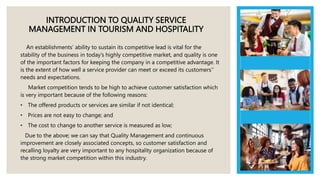 Quality Management Service Management in Tourism and Hospitality | PDF