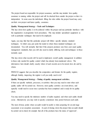 Quality management strategy example | PDF