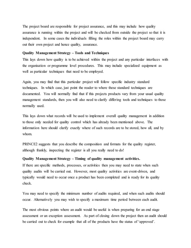 Quality management strategy example | PDF