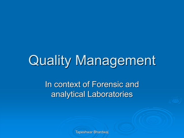 Quality Management System in Forensic Laboratories | PPTX | Resume ...