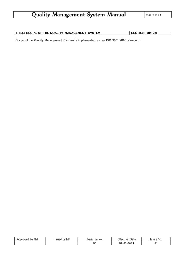 Quality management system | DOC | Manufacturing Industry | Industries