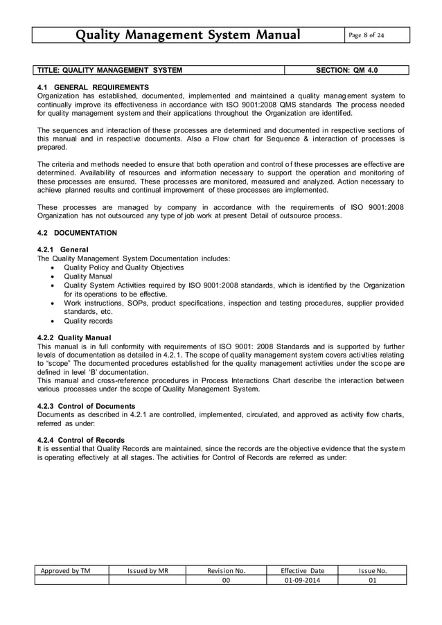 Quality management system | DOC | Manufacturing Industry | Industries