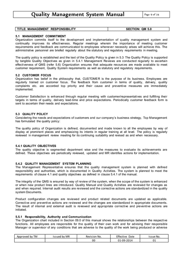 Quality management system | DOC | Manufacturing Industry | Industries