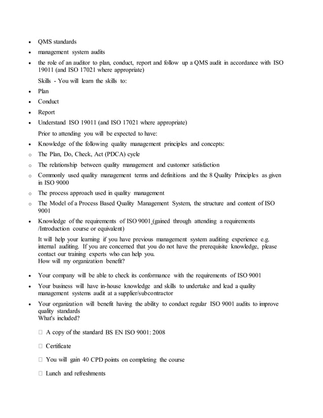 Quality management system audit | DOCX