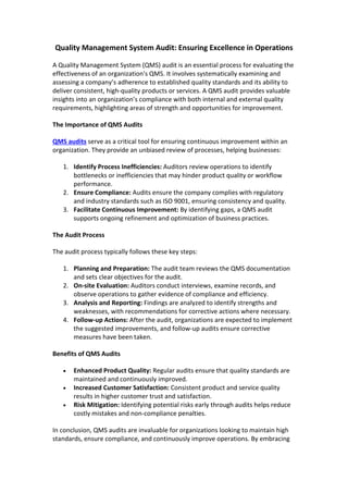 Unlocking the Secrets of a Quality Management System Audit | PDF