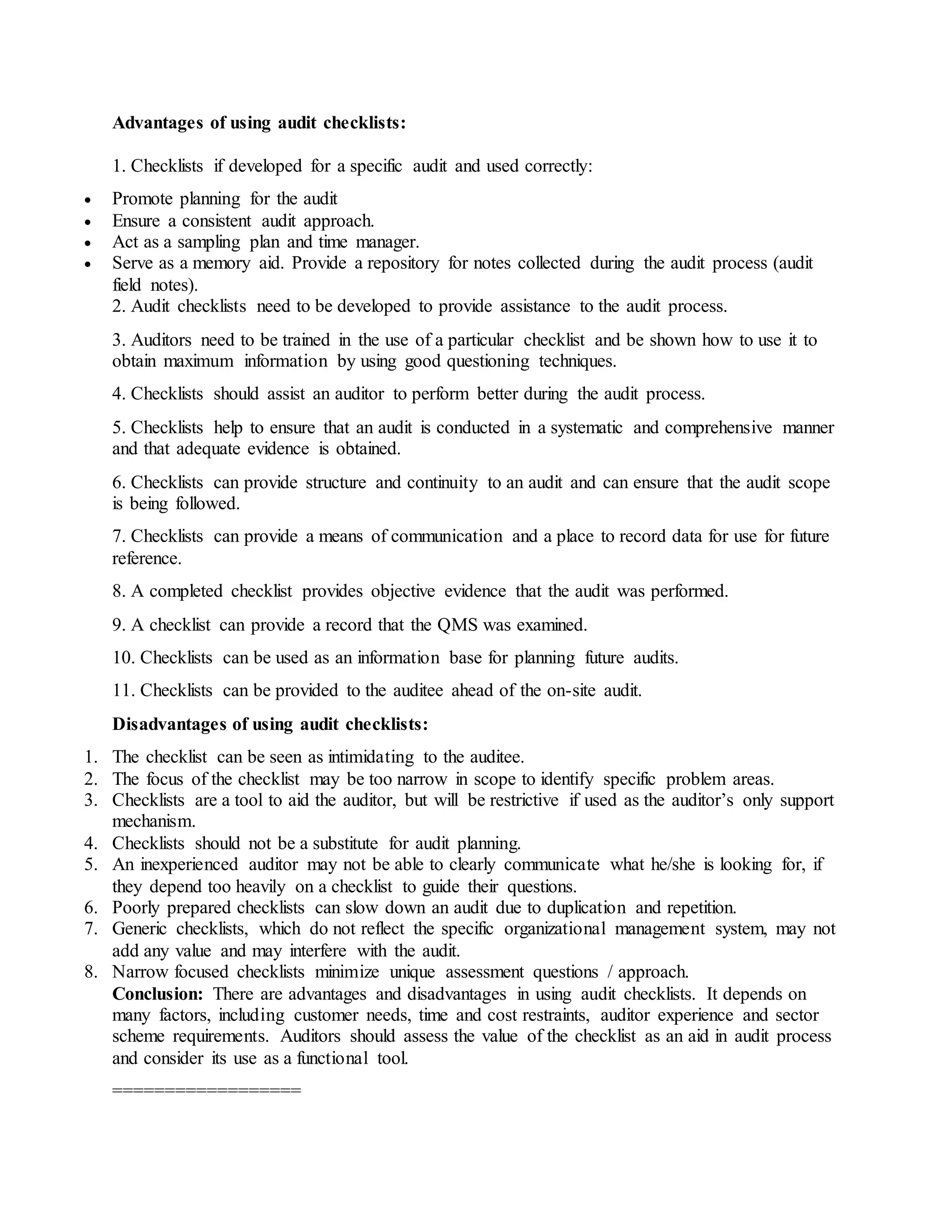 Quality management system audit checklist | DOCX