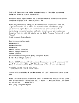 Quality management system example | DOCX | Business | Business and Finance