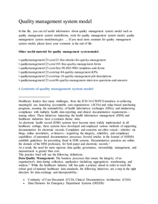 Quality management system model | DOCX