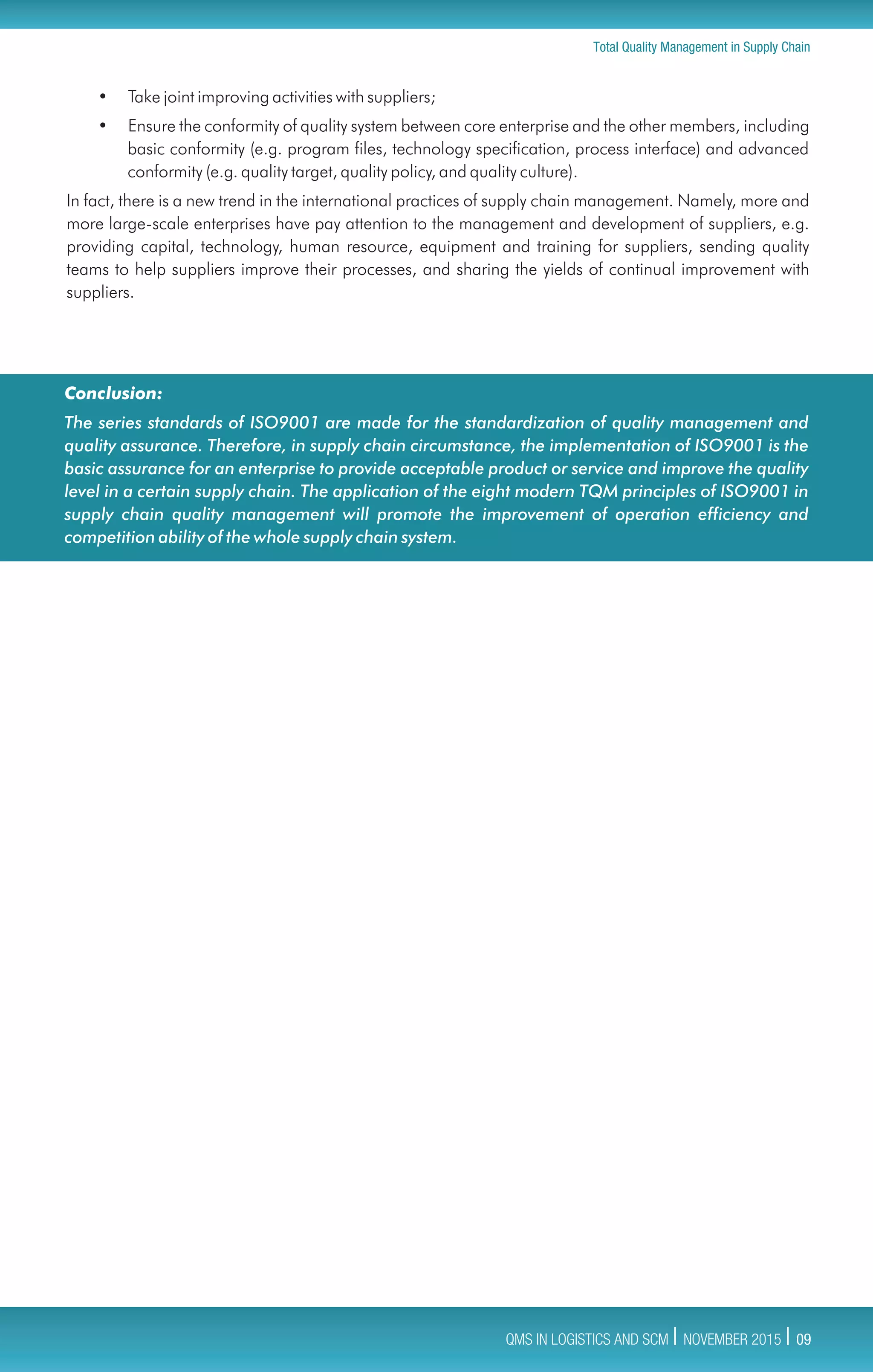 Quality Management Systems In Logistics And Supply Chain - TCI ...