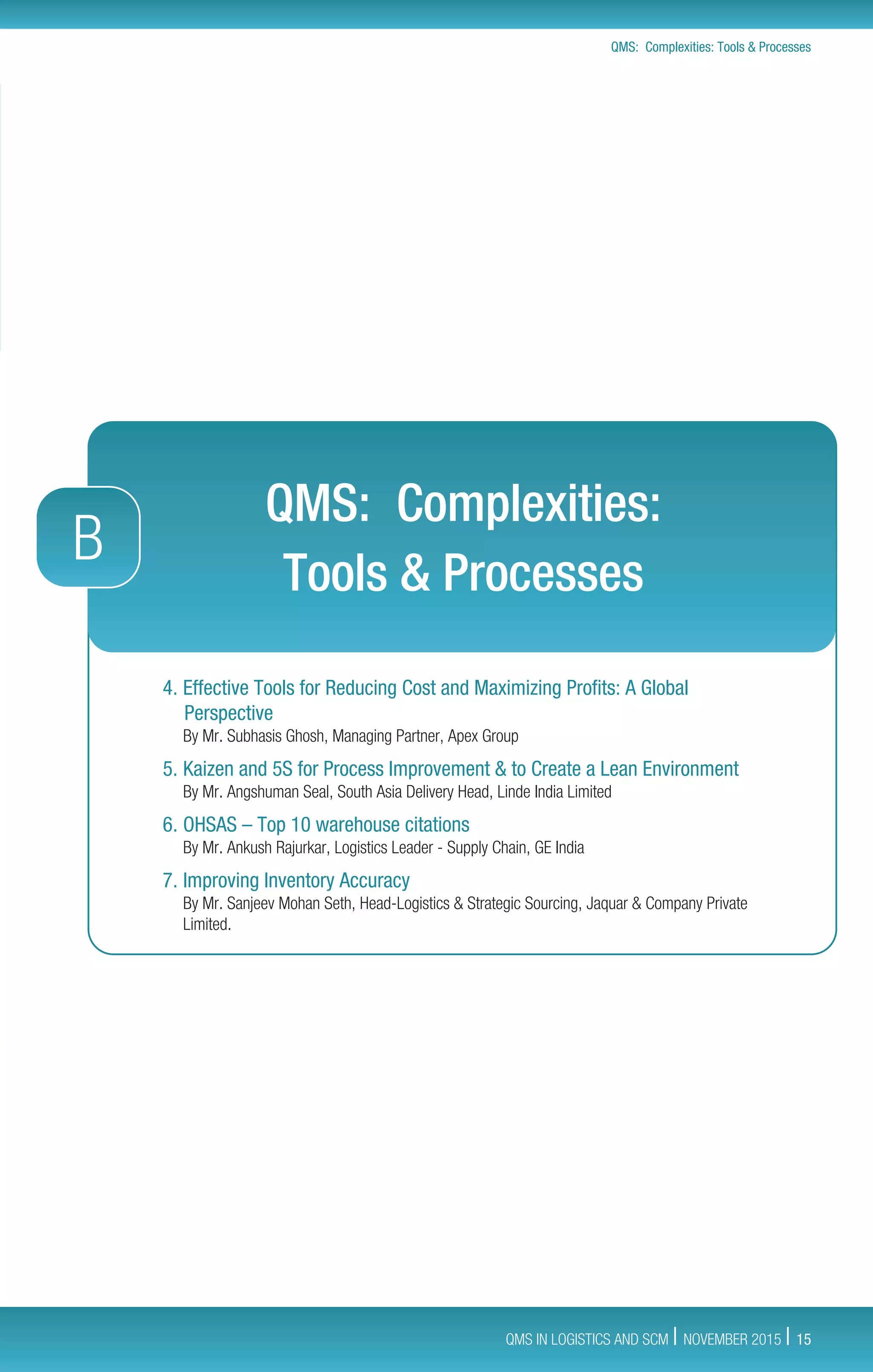 Quality Management Systems In Logistics And Supply Chain - TCI ...