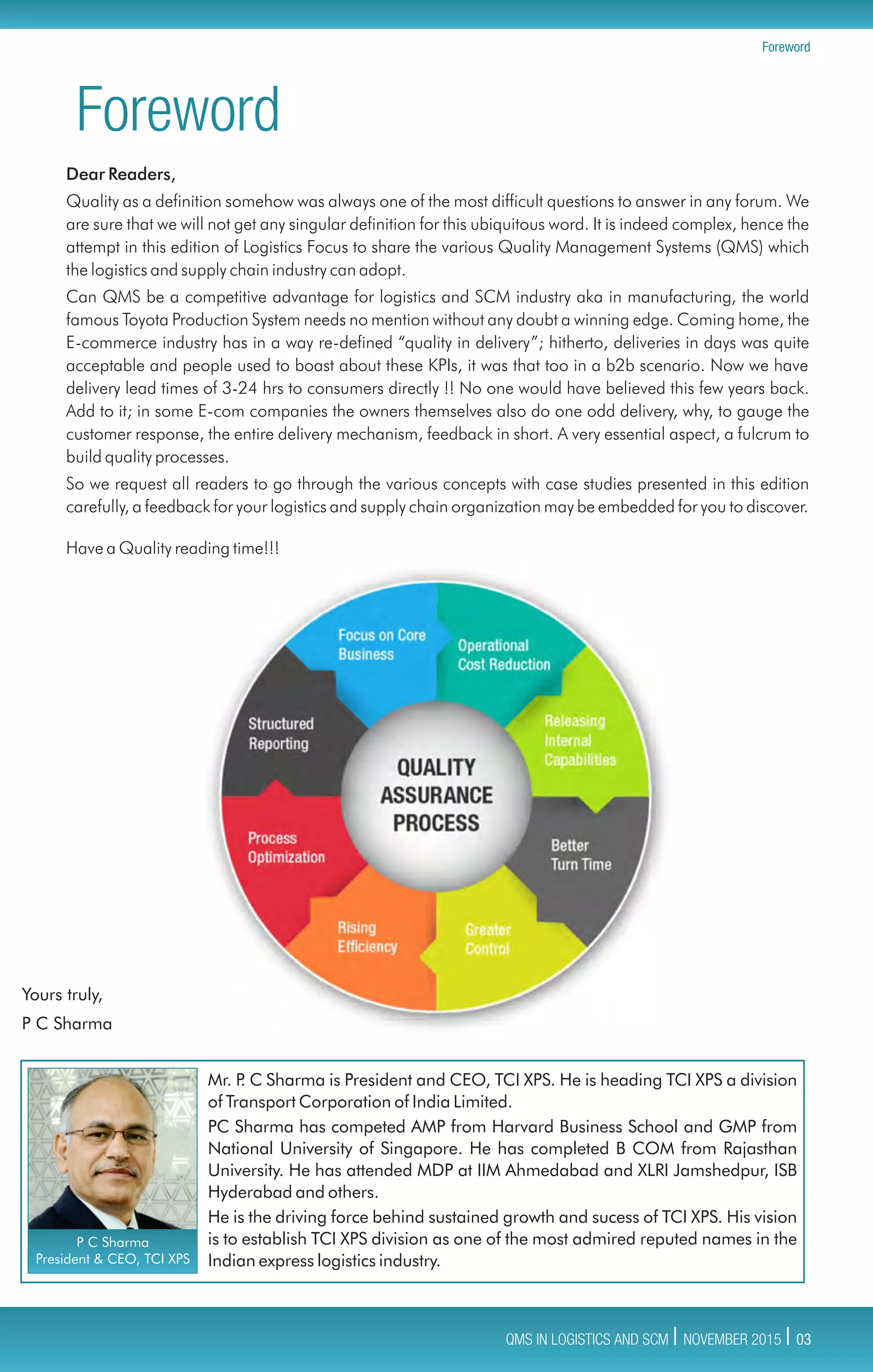 Quality Management Systems In Logistics And Supply Chain - TCI ...