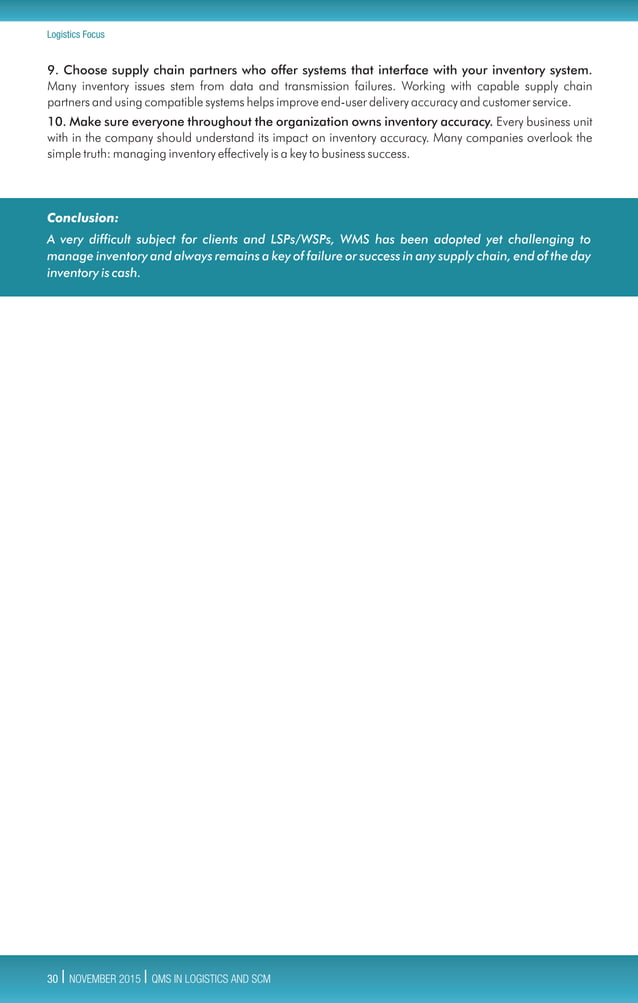 Quality Management Systems In Logistics And Supply Chain - TCI ...