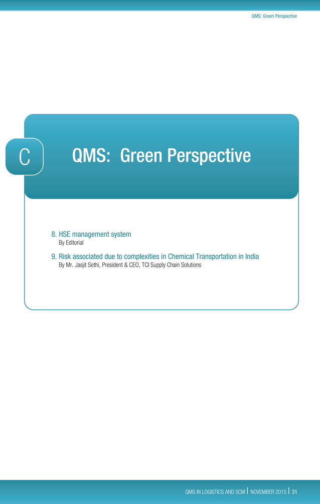 Quality Management Systems In Logistics And Supply Chain - TCI ...