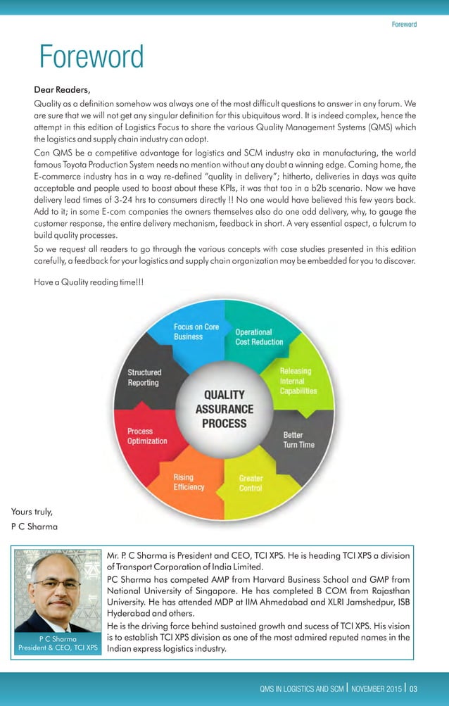Quality Management Systems In Logistics And Supply Chain - TCI ...