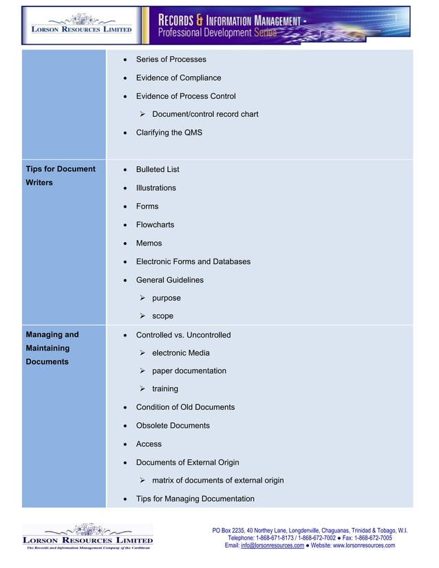 Course Outline - Quality Management QMS ISO 9001:2008 - Document Control | PDF