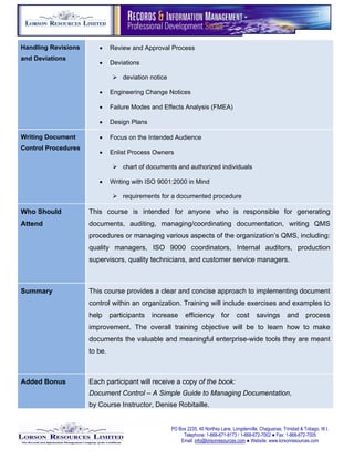 Course Outline - Quality Management QMS ISO 9001:2008 - Document ...