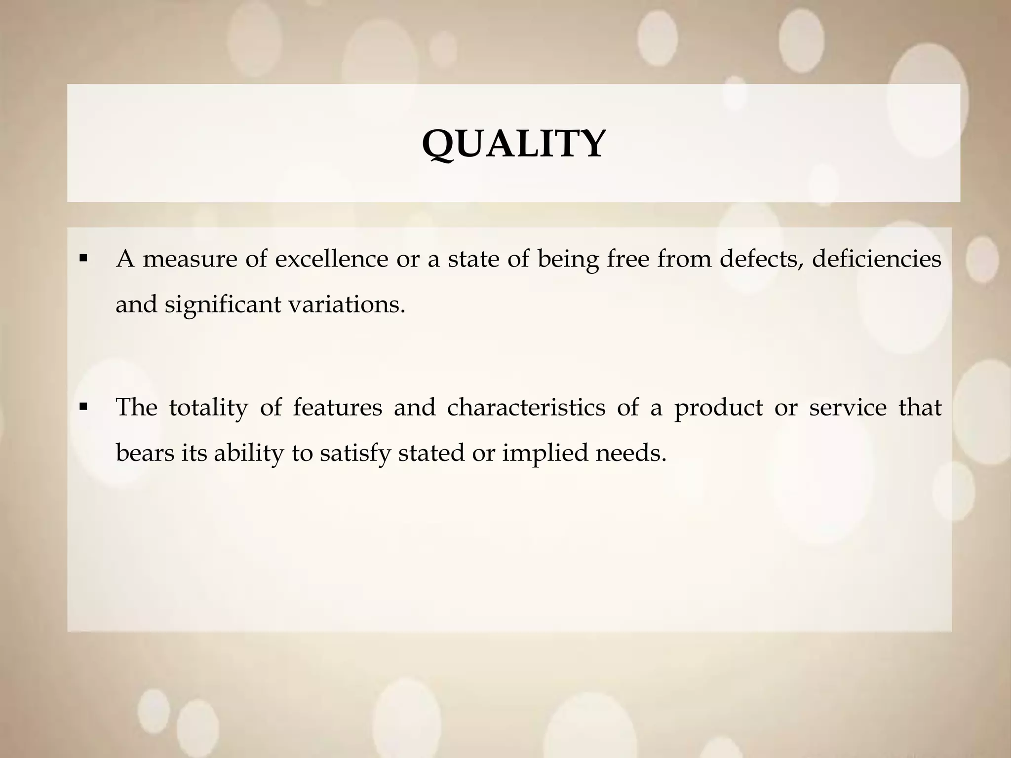 Topic : Quality manufacturing & quality education | Course: Total ...
