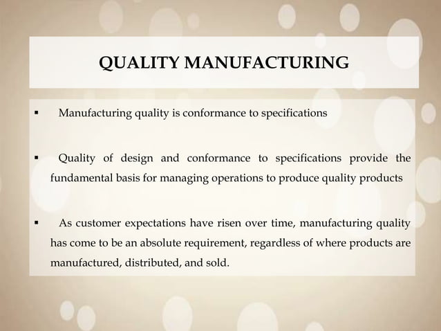 Topic : Quality manufacturing & quality education | Course: Total ...
