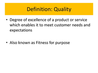 Quality methods in production | PPTX