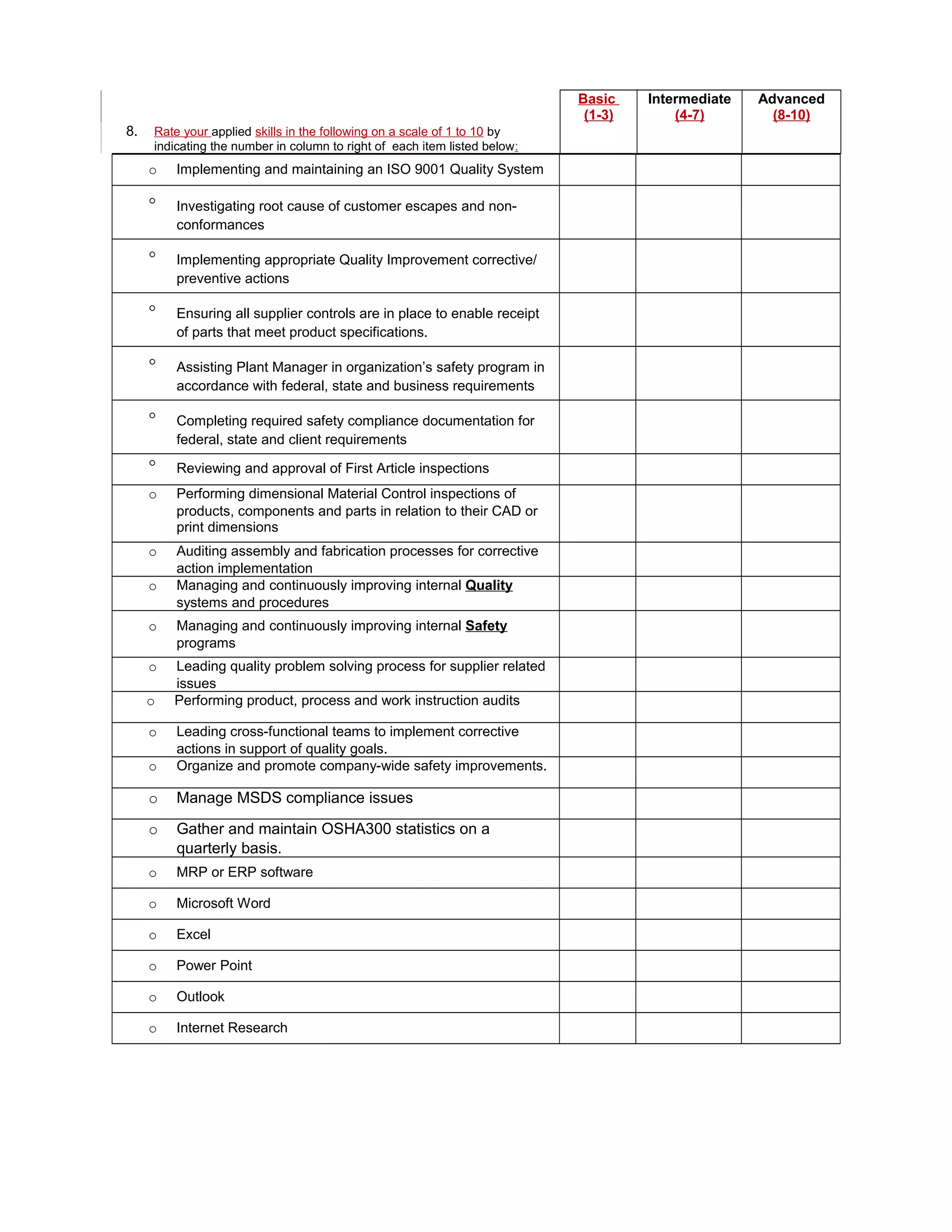 Quality mgr prescreening questionnaire | DOC