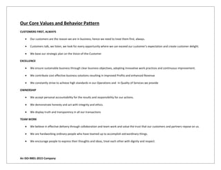 Quality Objective, Policy and Core values of Ascend Telecom | PPT