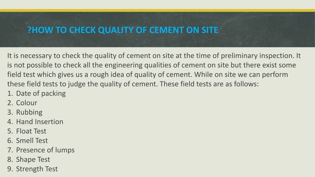 Quality of cement | PPTX