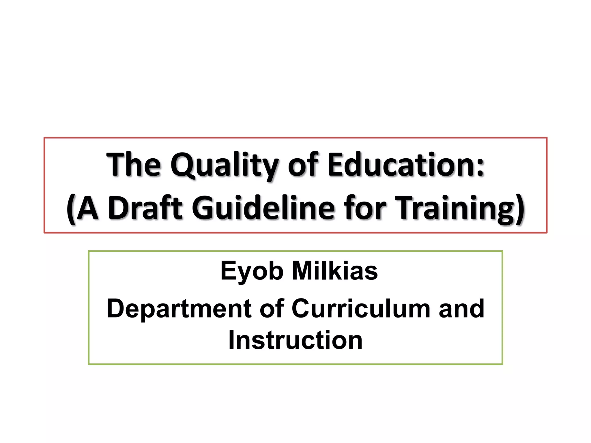 Quality of education: Overview | PPTX