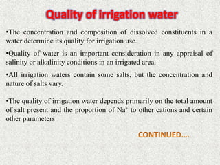 Quality of irrigation water | PPTX