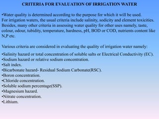 Quality of irrigation water | PPTX