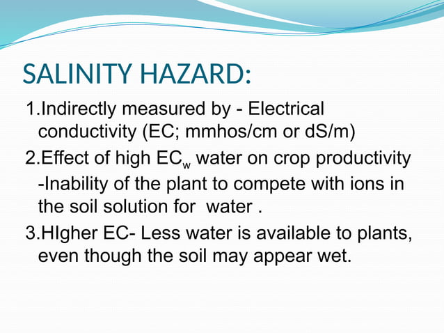 quality of irrigation water with their parameters | PPT