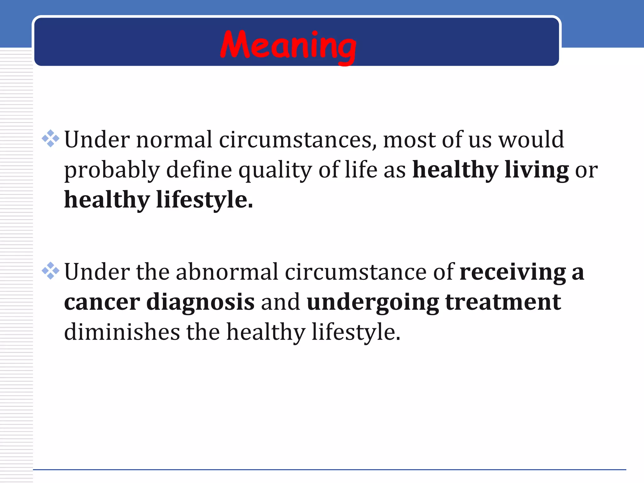 quality of life cancer | PPTX