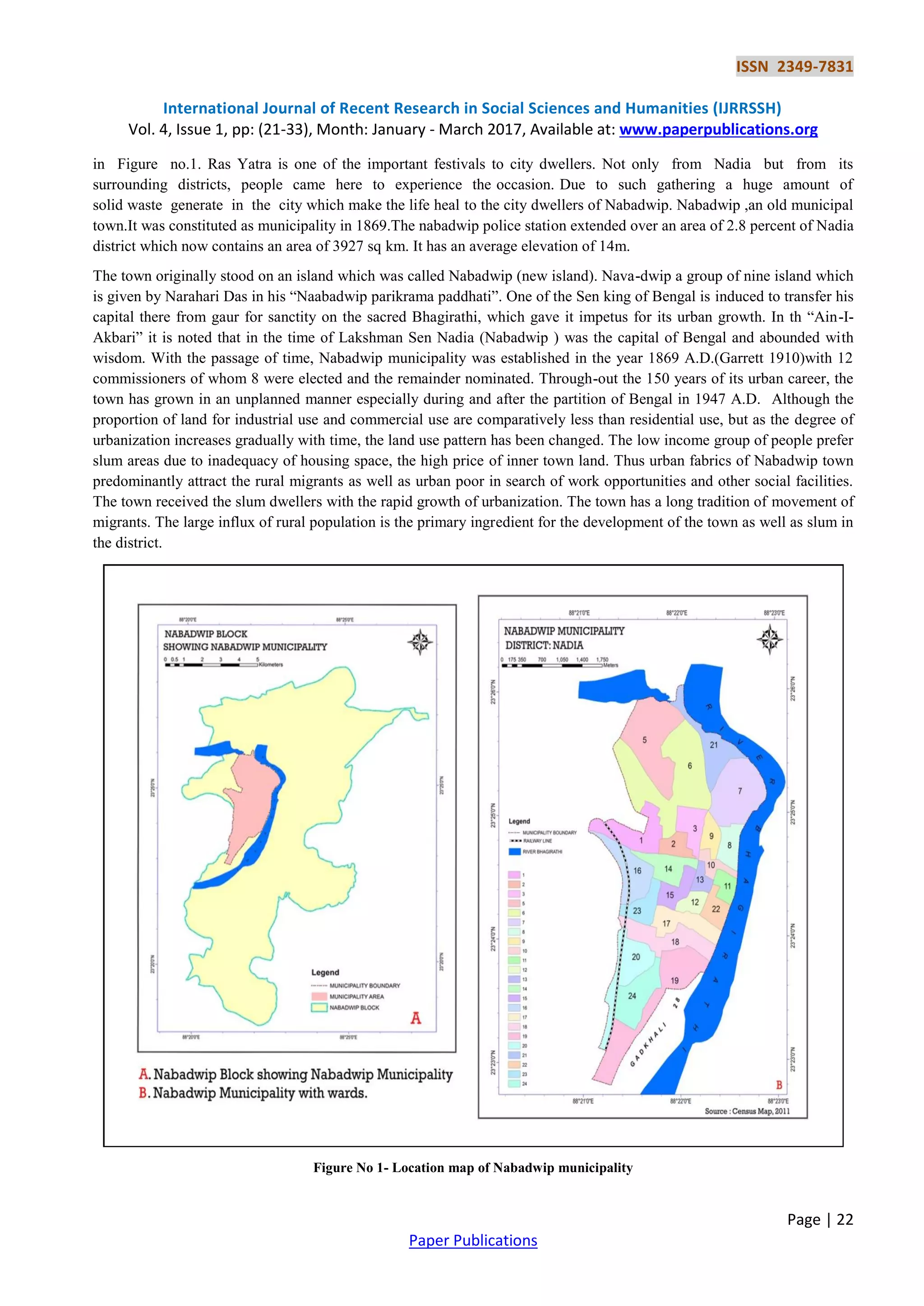 Quality of Life in Slums of Nabadwip Town: A Comparative Study | PDF